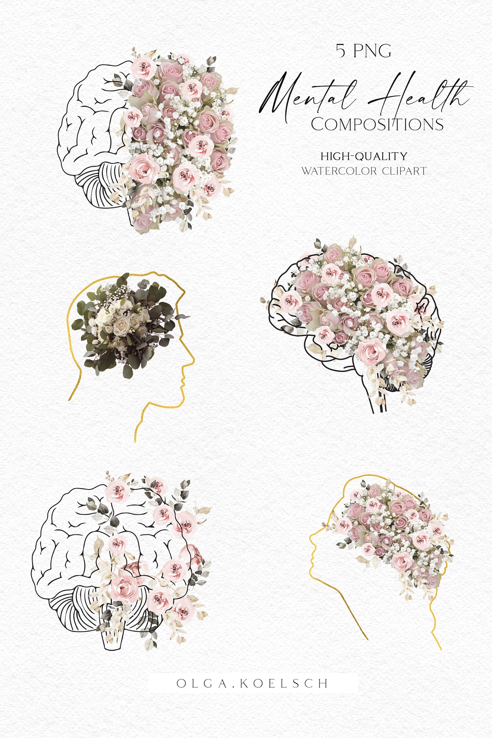 Mental Health Clipart Self Care Medical Clipart Brain Art - Etsy