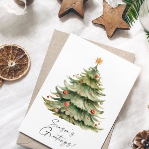 Watercolor Christmas Tree Clipart, Retro Christmas Png for Greetings ...