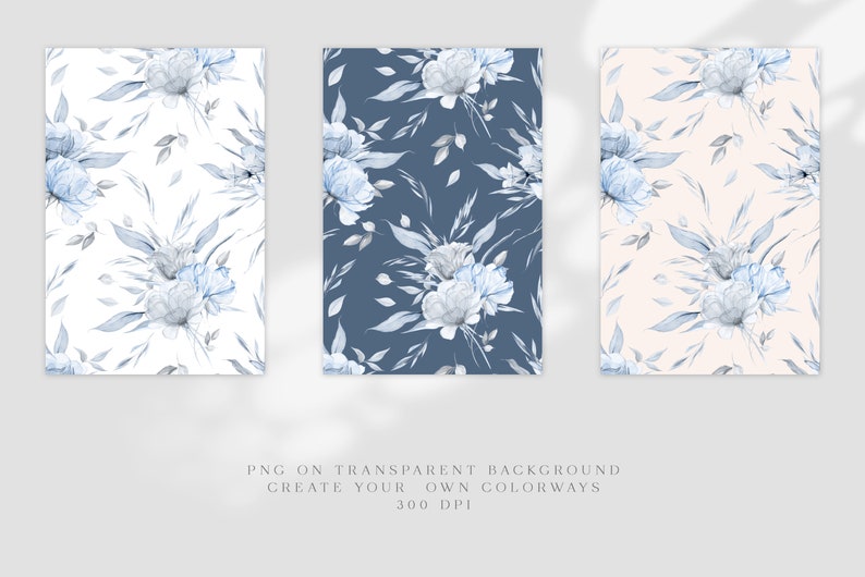 Blue Boho Seamless Pattern for Fabric Dusty Blue Floral - Etsy