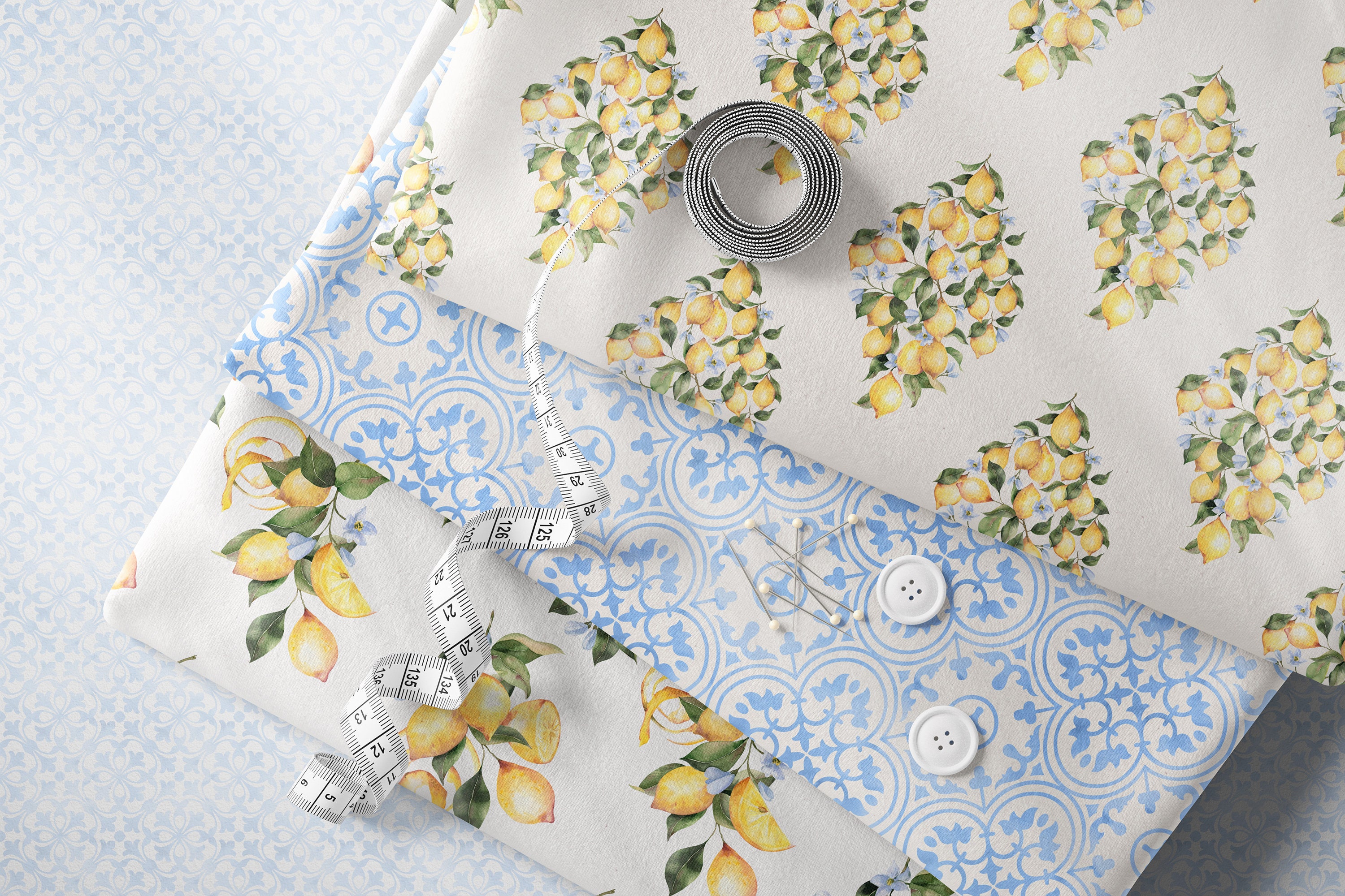 Citrus Seamless Pattern for Fabric Watercolor Lemon Seamless | Etsy