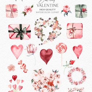 Pink Heart Png, Watercolor Valentine Clipart, Pink Floral Heart Clipart ...