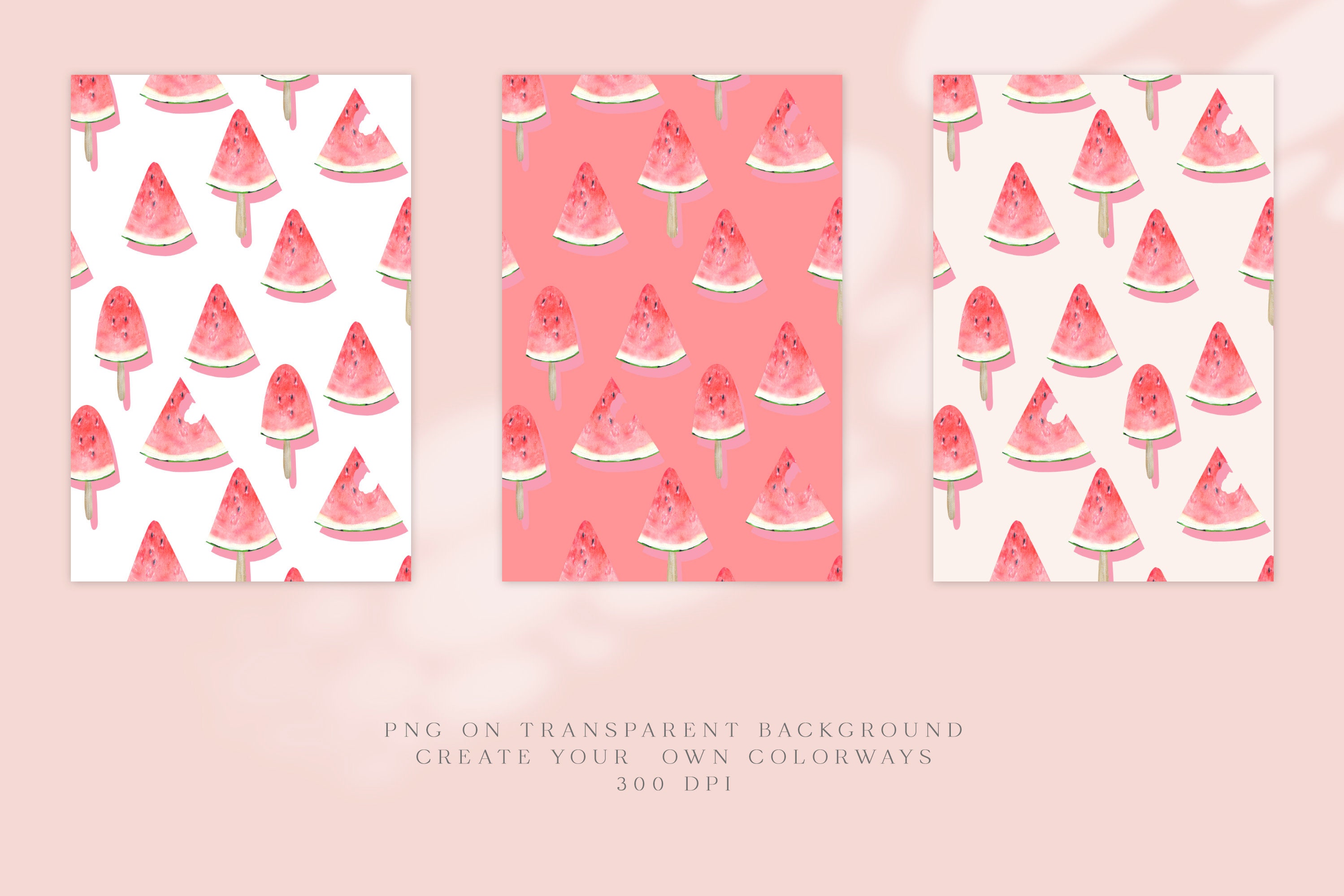 Watermelon Seamless Pattern Fabric Pink Watercolor Summer - Etsy