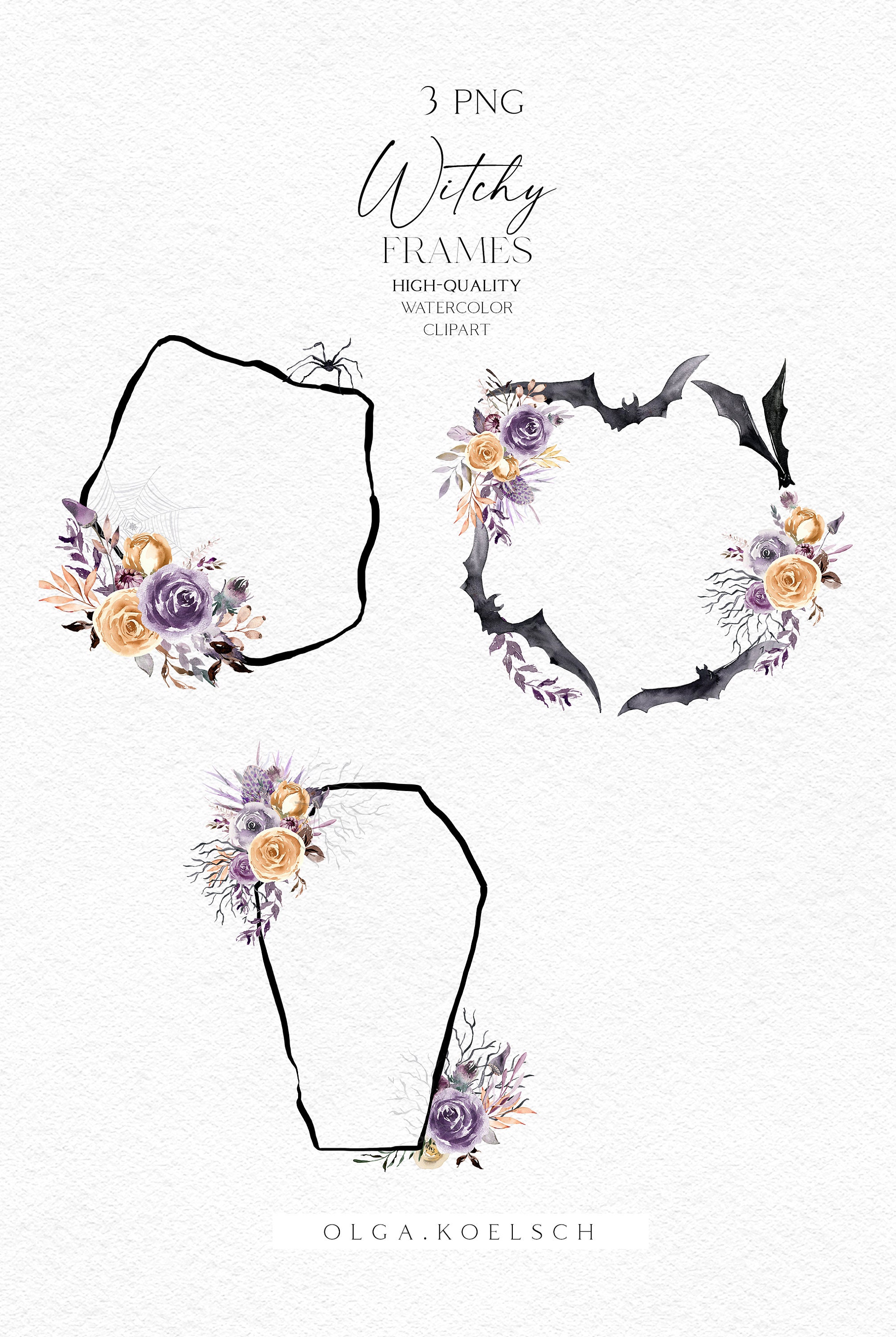 Halloween Witch Clipart Black Cat Png Printable Bundle - Etsy