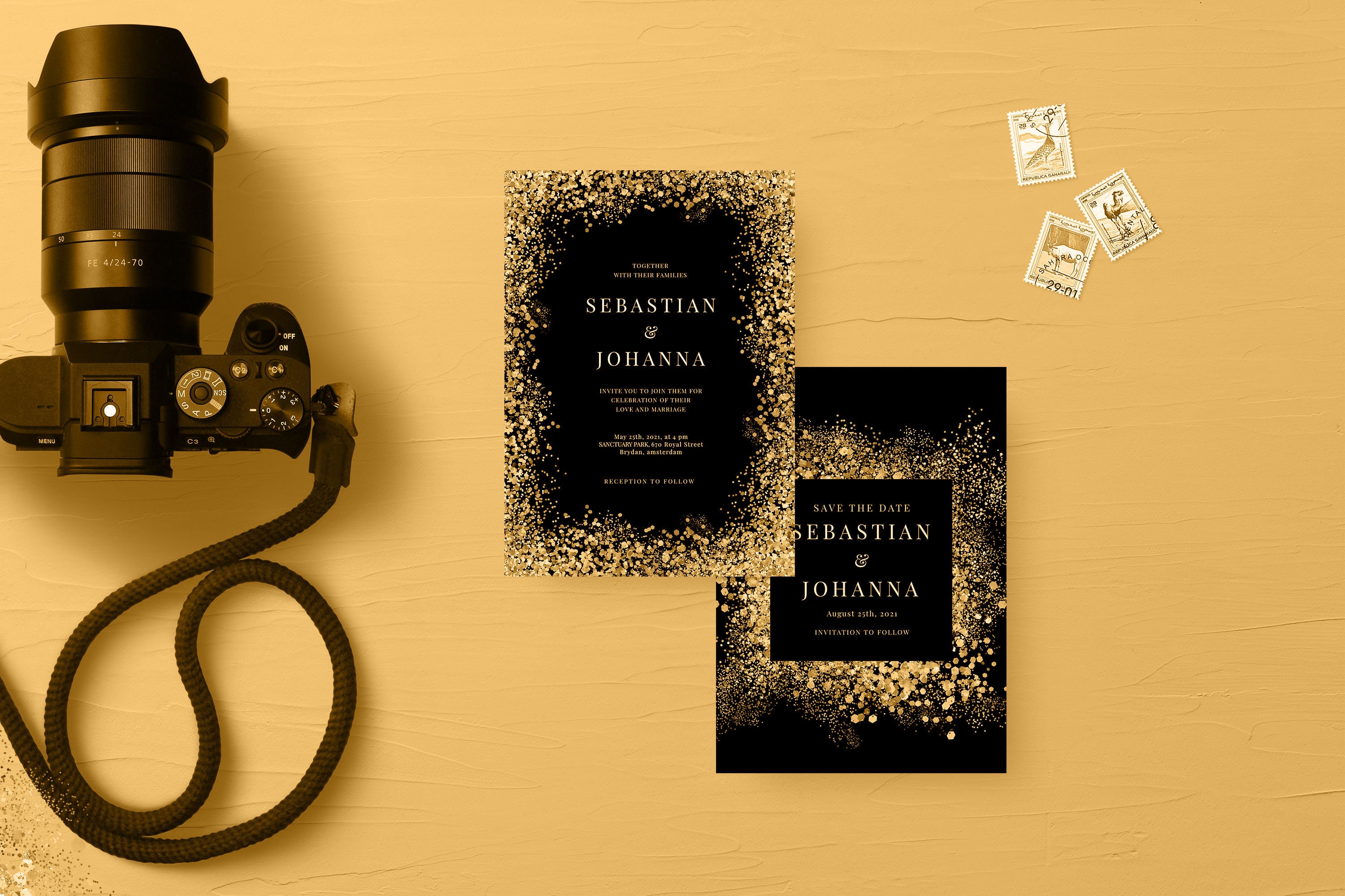 Gold Glitter Holographic Digital Frames Golden Falling - Etsy