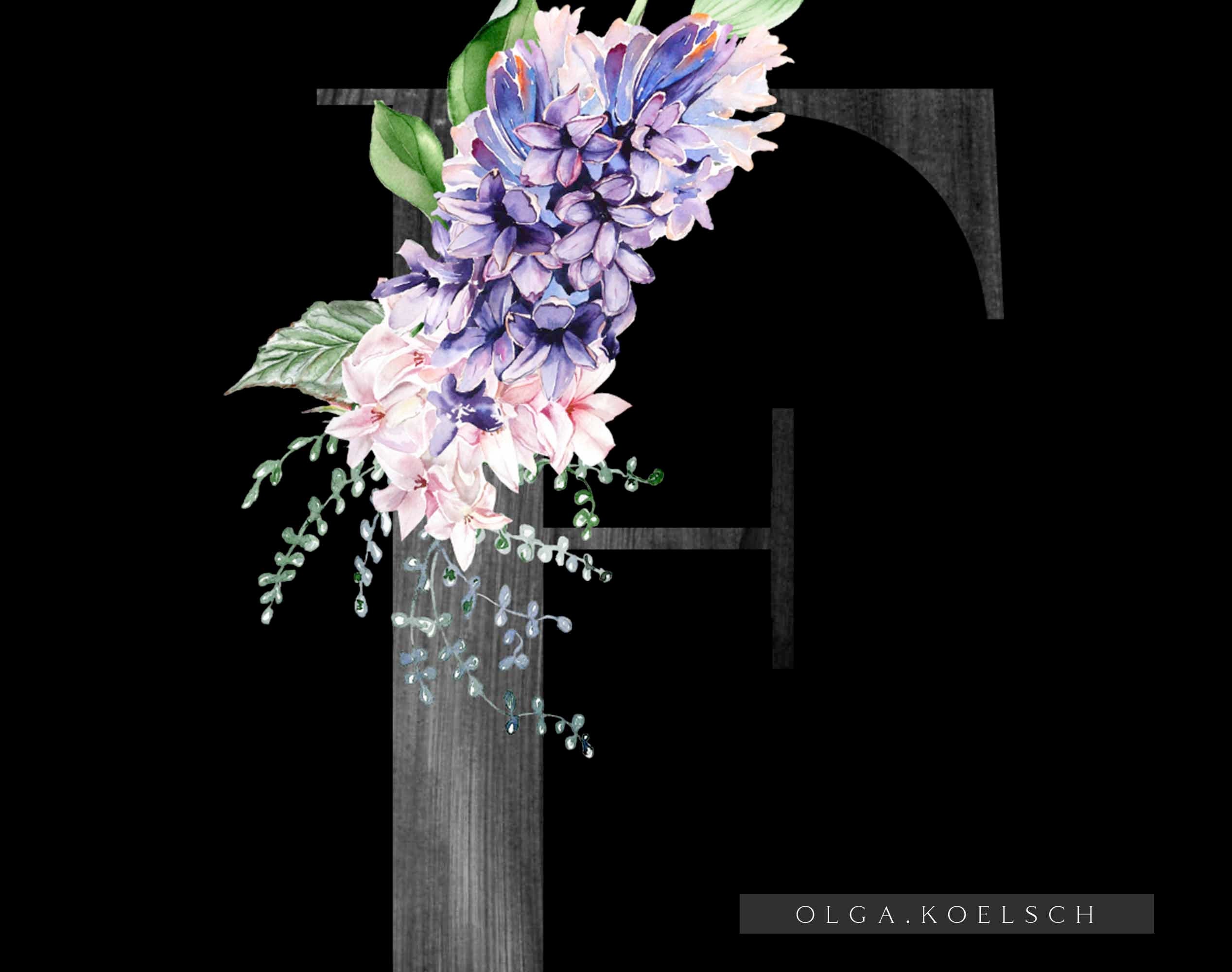 Boho Floral Alphabet Clipart Wedding Floral Alphabet Png - Etsy