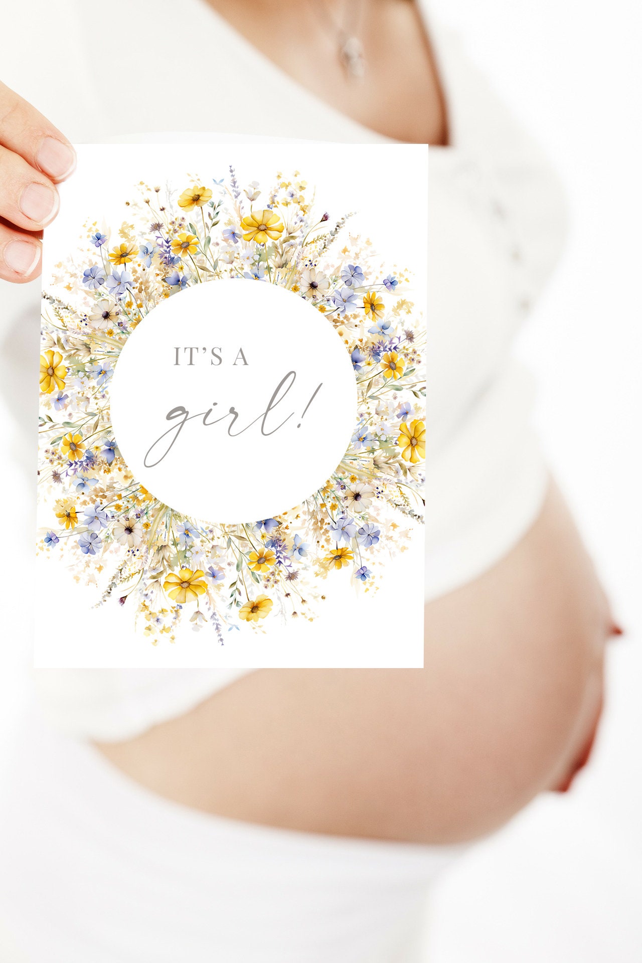 Blaue und gelbe Wildblumen Rahmen Rahmen für Sommer Hochzeit, Babyparty ...
