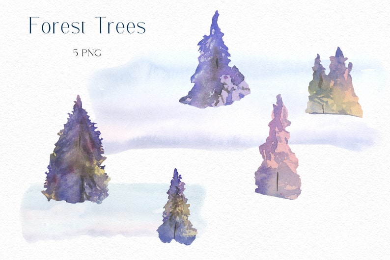 Watercolor Landscape Clipart Winter Scene Clipart Woodland - Etsy