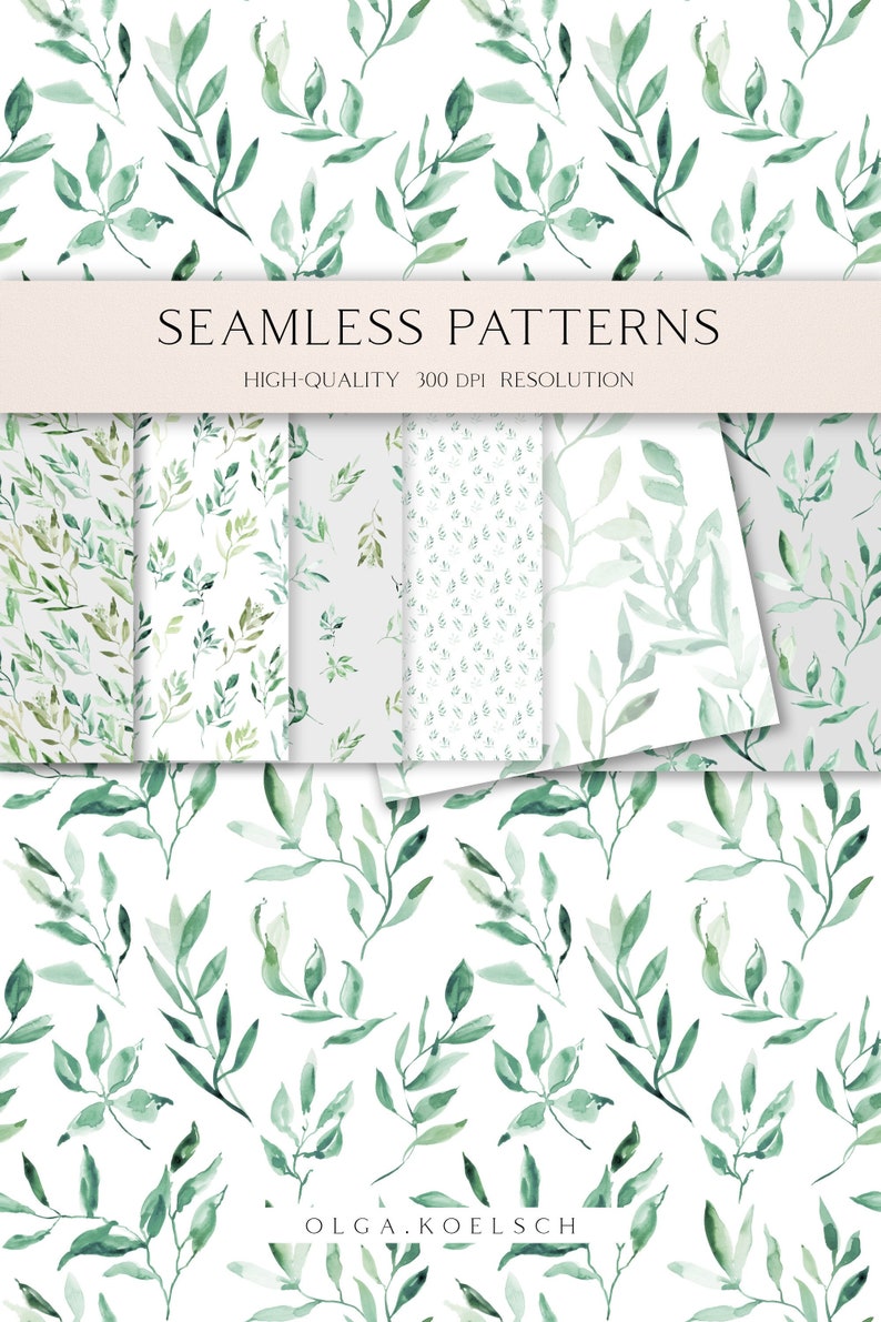 Greenery Seamless Pattern for Fabric Watercolor Natural - Etsy