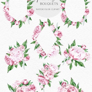 Watercolor Pink Peonies Clipart, Watercolor Boho Floral Frames Png ...