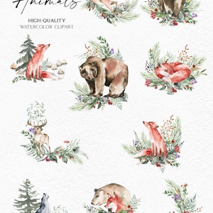 Watercolor Forest Animals Clipart, Cute Animals Clipart, Woodland ...