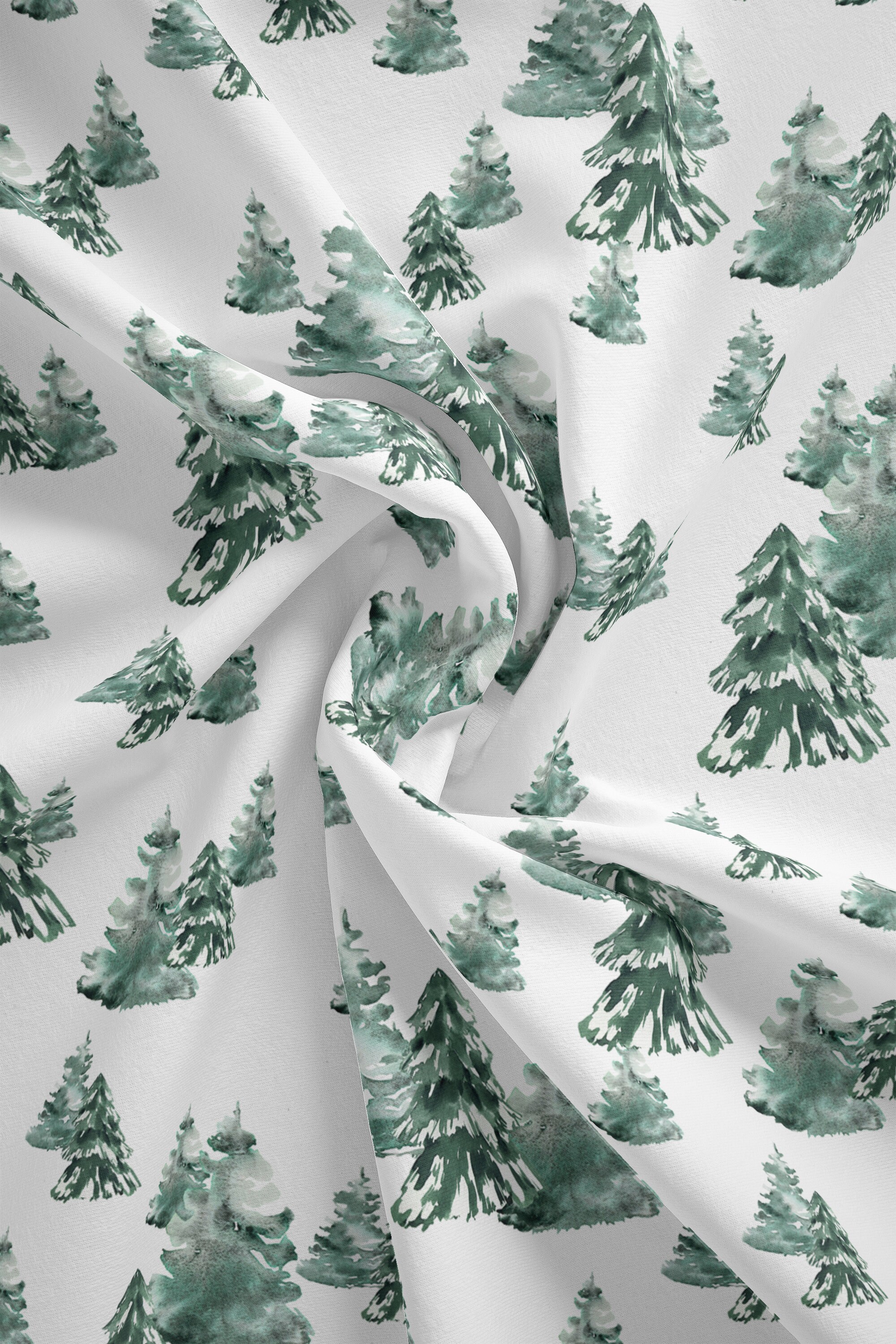 Winter Landscape Seamless Pattern for Fabric, Watercolor Forest ...