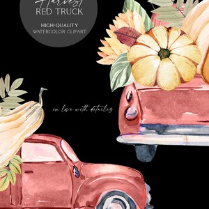 Watercolor Fall Truck Clipart, Pumpkin Harvest Farm Clipart, Garden ...