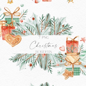 Watercolor Christmas Frames Clipart, Red and Green Christmas Ornament ...