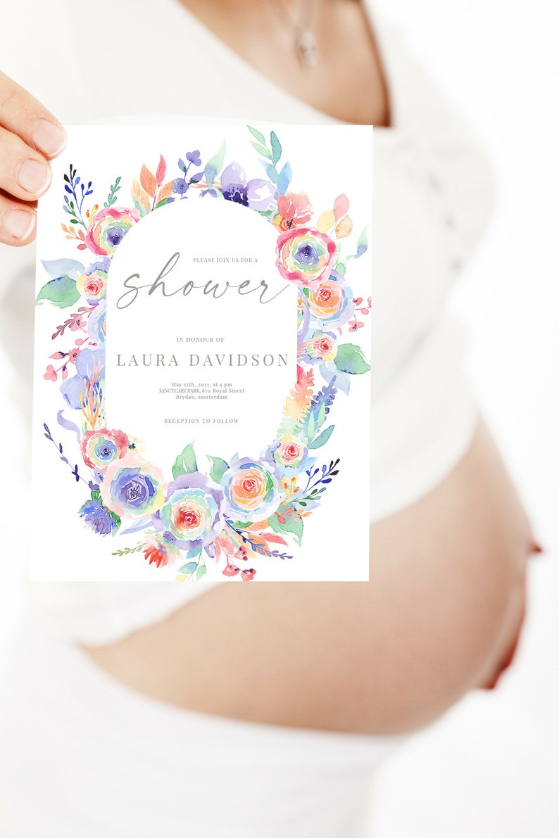 Boho Rainbow Floral Frame Clipart Watercolor Floral Borders - Etsy