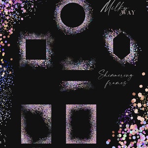 Glitter Holographic Digital Frames, Pastel Pink Falling Glitter Borders ...