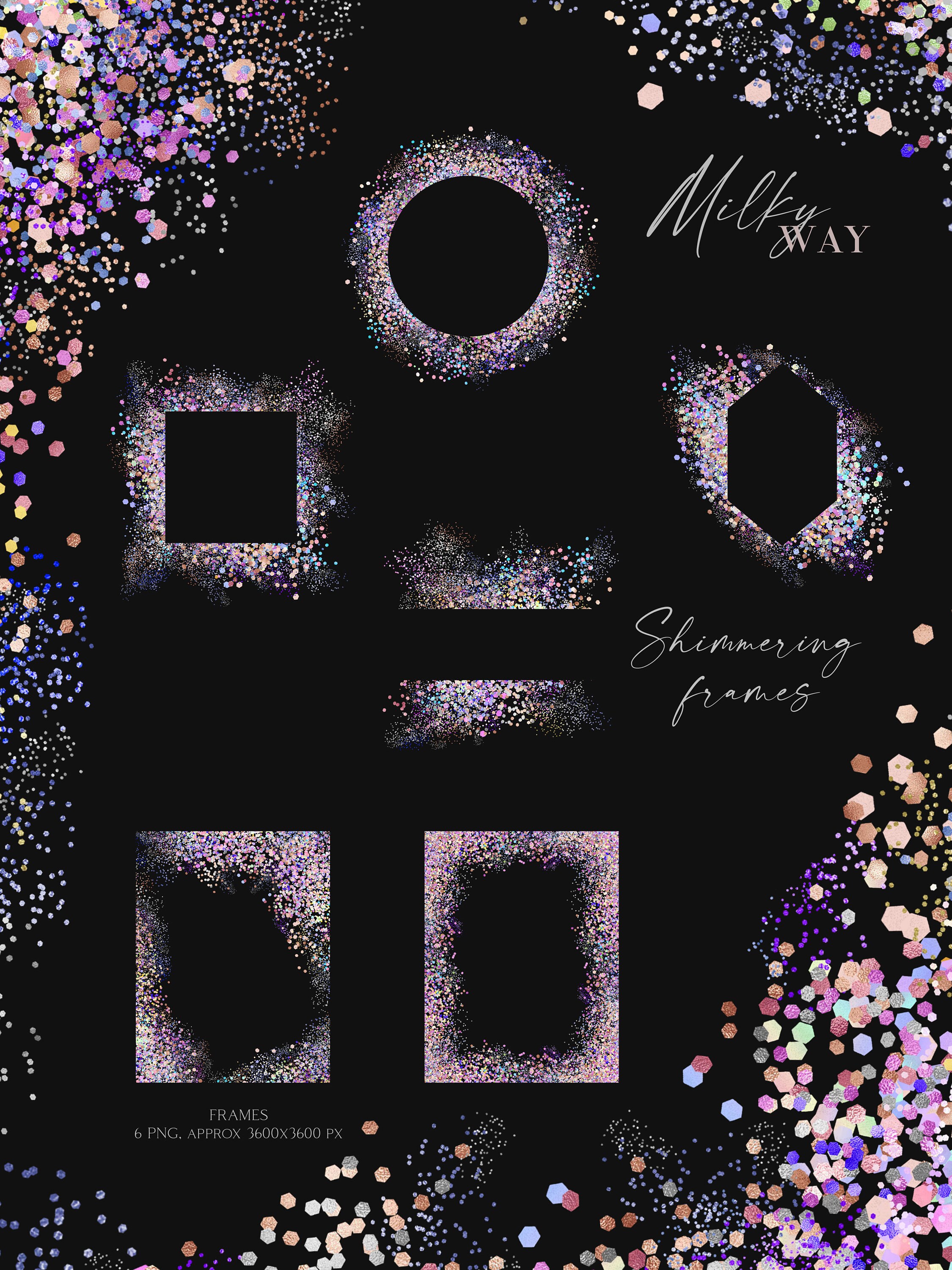 Glitter Holographic Digital Frames Pastel Pink Falling - Etsy