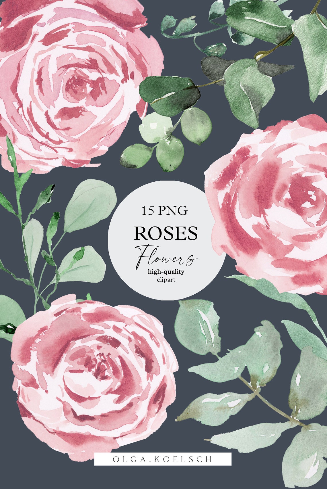 Boho Roses Clipart, Dusty Pink Flowers Png, Dusty Roses for Wedding ...