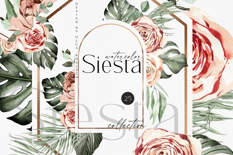 Watercolor Boho Floral Clipart Bundle Rose Clipart for - Etsy