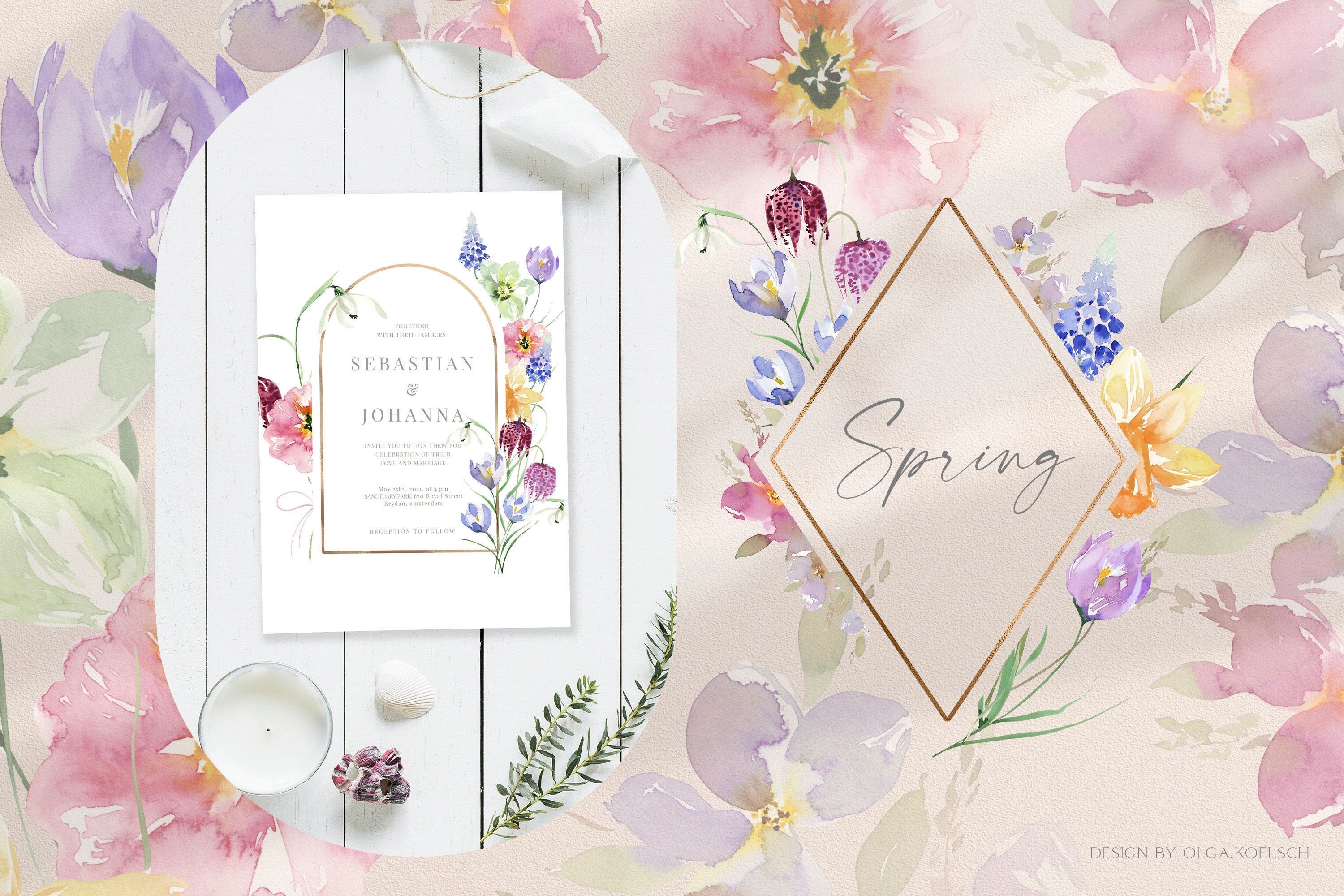 Watercolor Wildflower Clipart Spring Floral Clip Art Dusty - Etsy