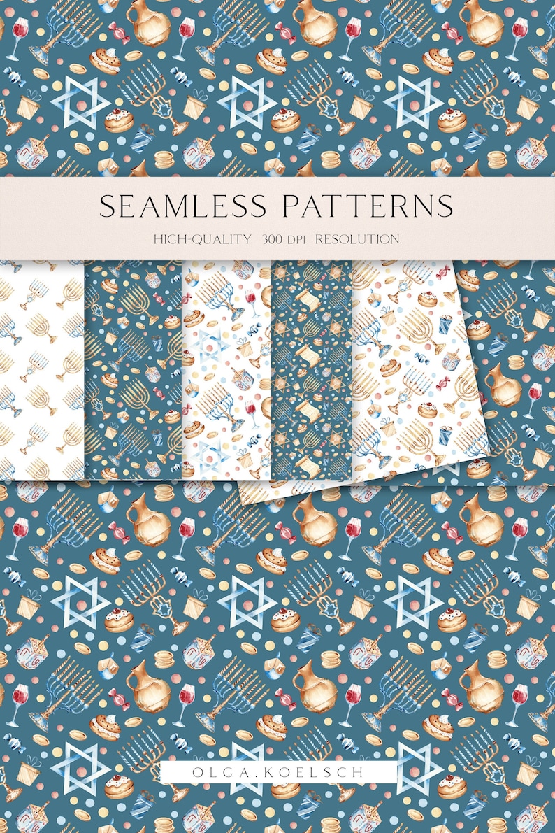 Hanukkah Clipart Jewish Holiday Digital Paper Religious | Etsy