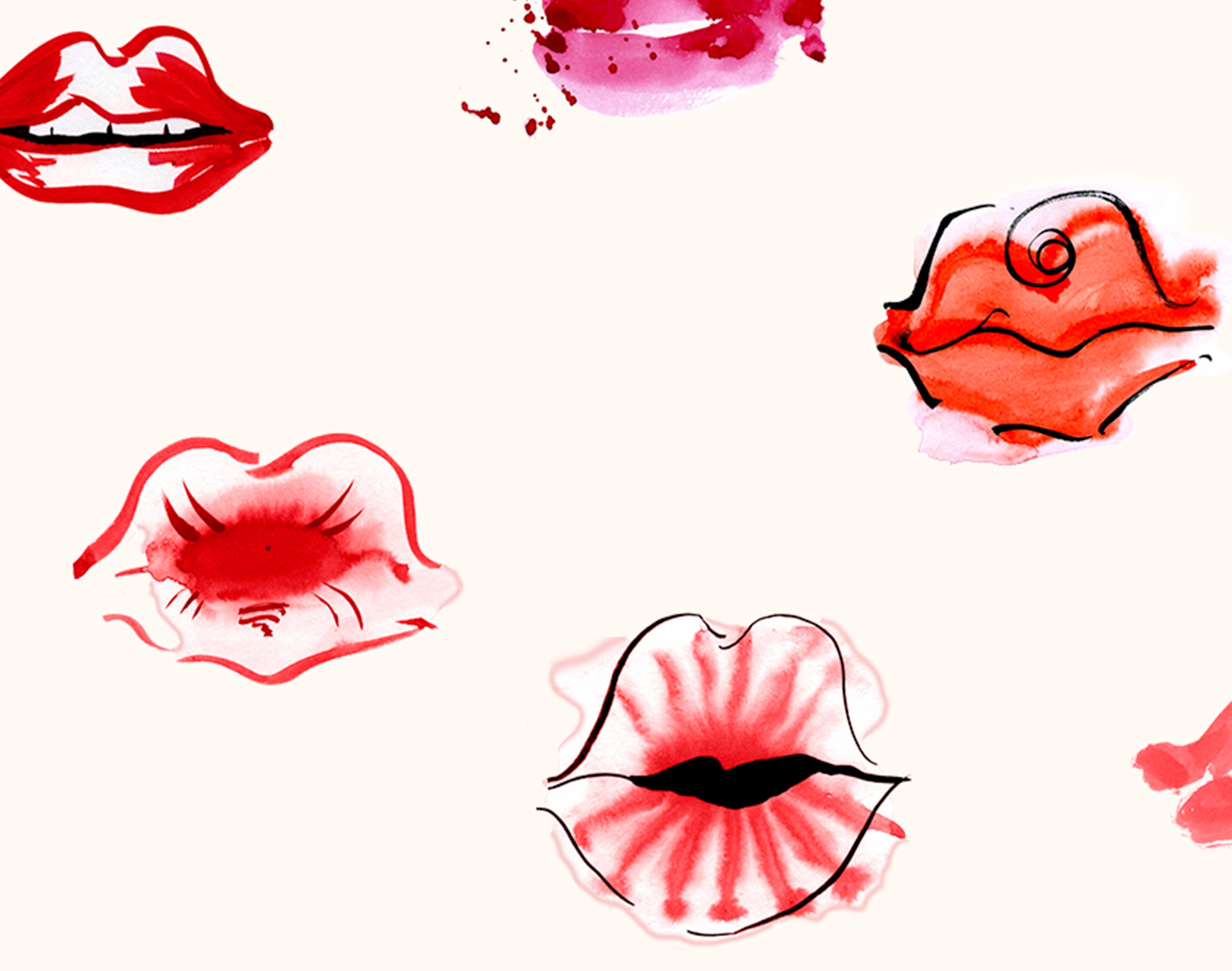 Watercolor Lips Clipart Love Clipart With Kissing Lips for | Etsy