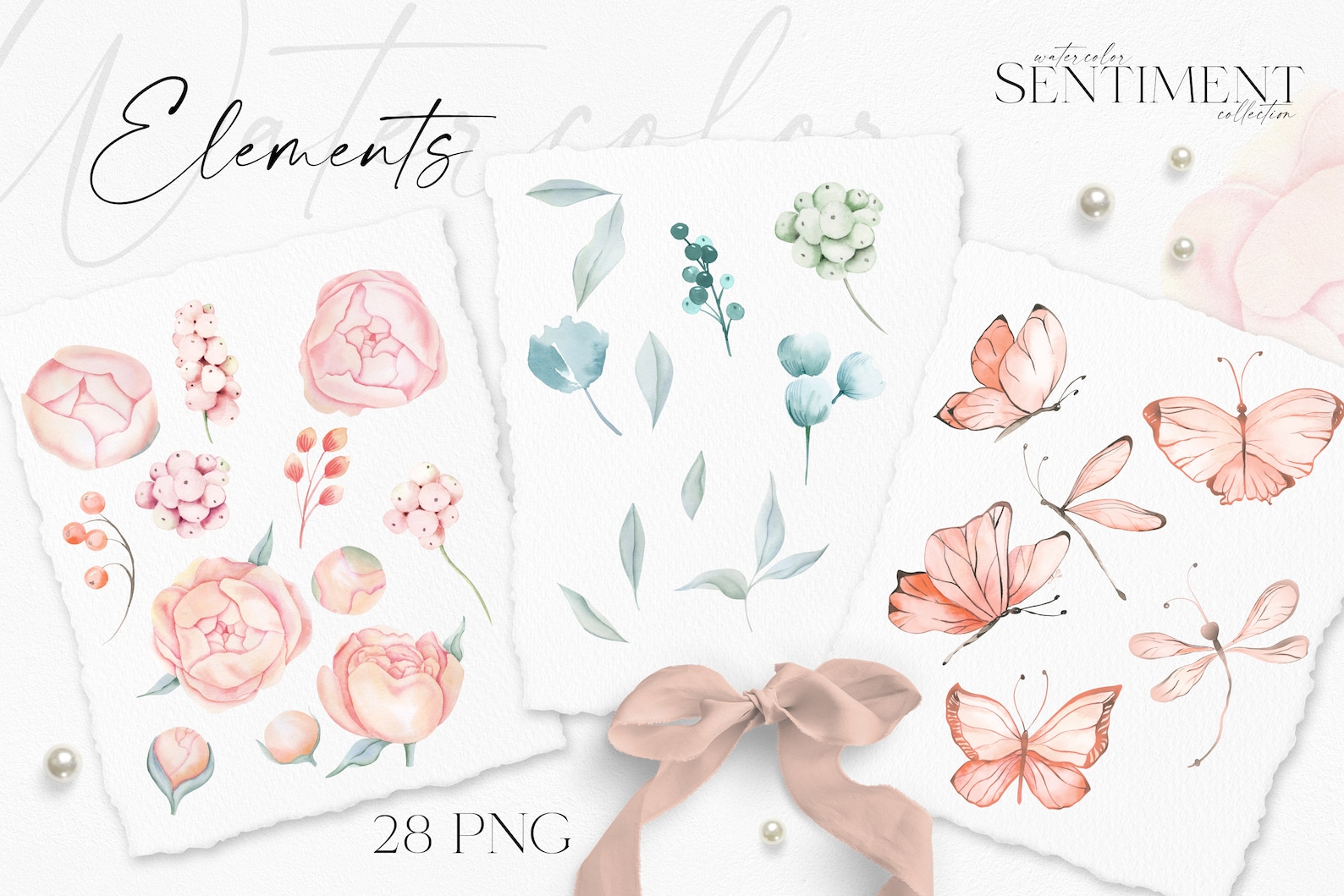 Boho Roses Watercolor Clipart Pastel Roses Png Floral | Etsy