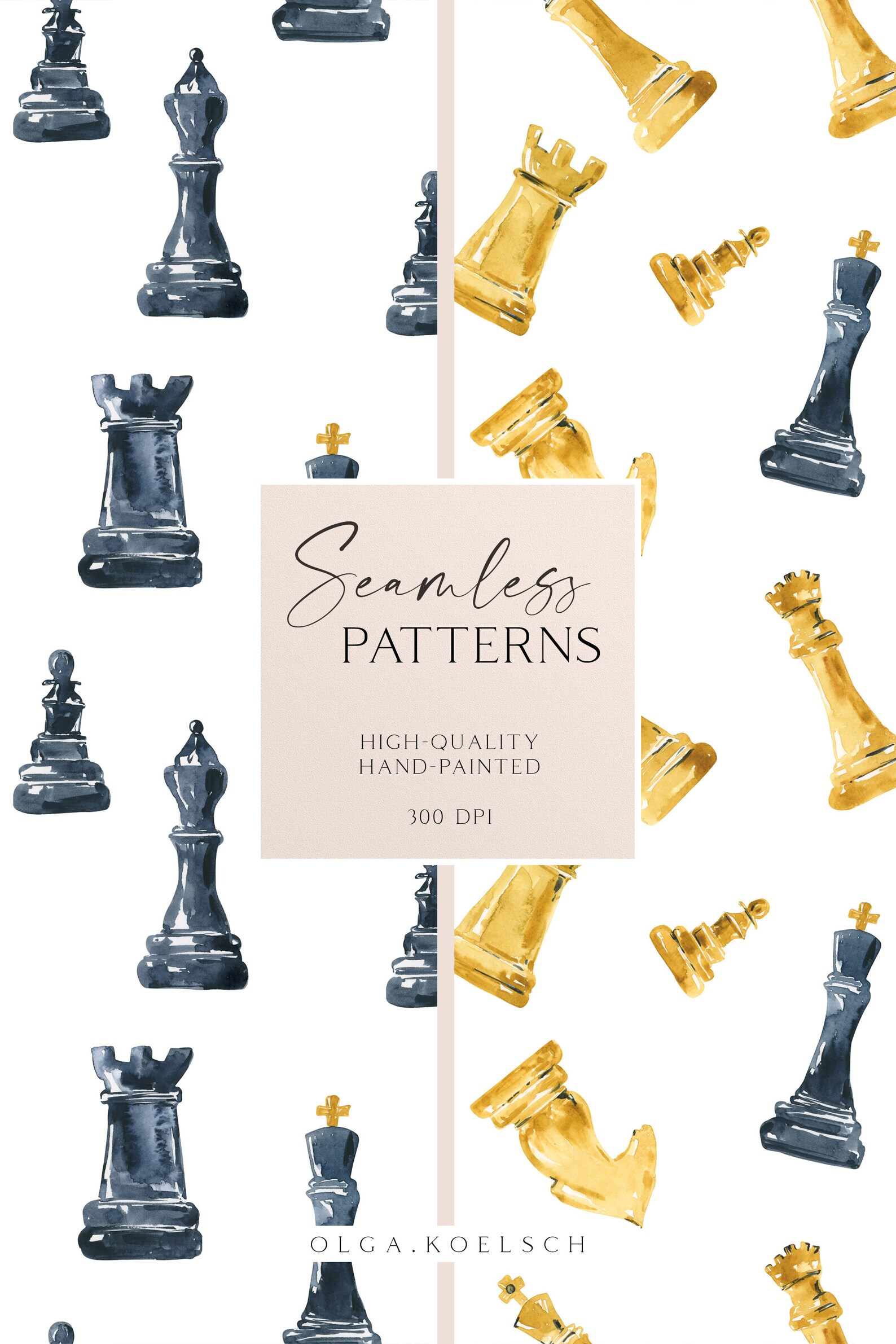 Checkered Digital Paper, Chess Figures Seamless Pattern for Fabric ...