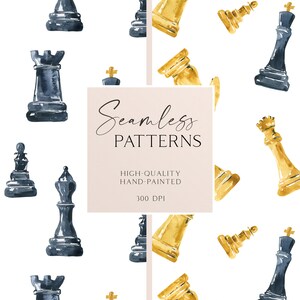 Checkered Digital Paper, Chess Figures Seamless Pattern for Fabric ...
