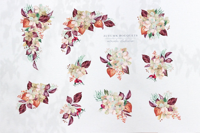 Watercolor Boho Fall Flowers Clipart Bright Thanksgiving | Etsy