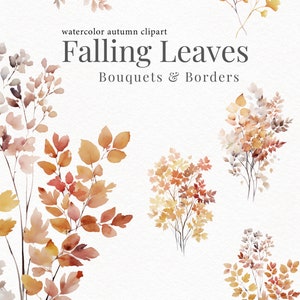 Watercolor Fall Leaves Clipart, Autumn Borders Png for Thanksgiving ...