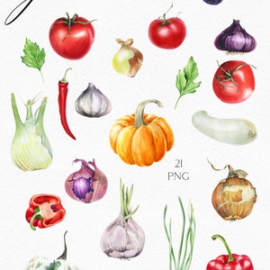 Watercolor Vegetables Clipart, Cute Food Clipart, Garden Clipart ...
