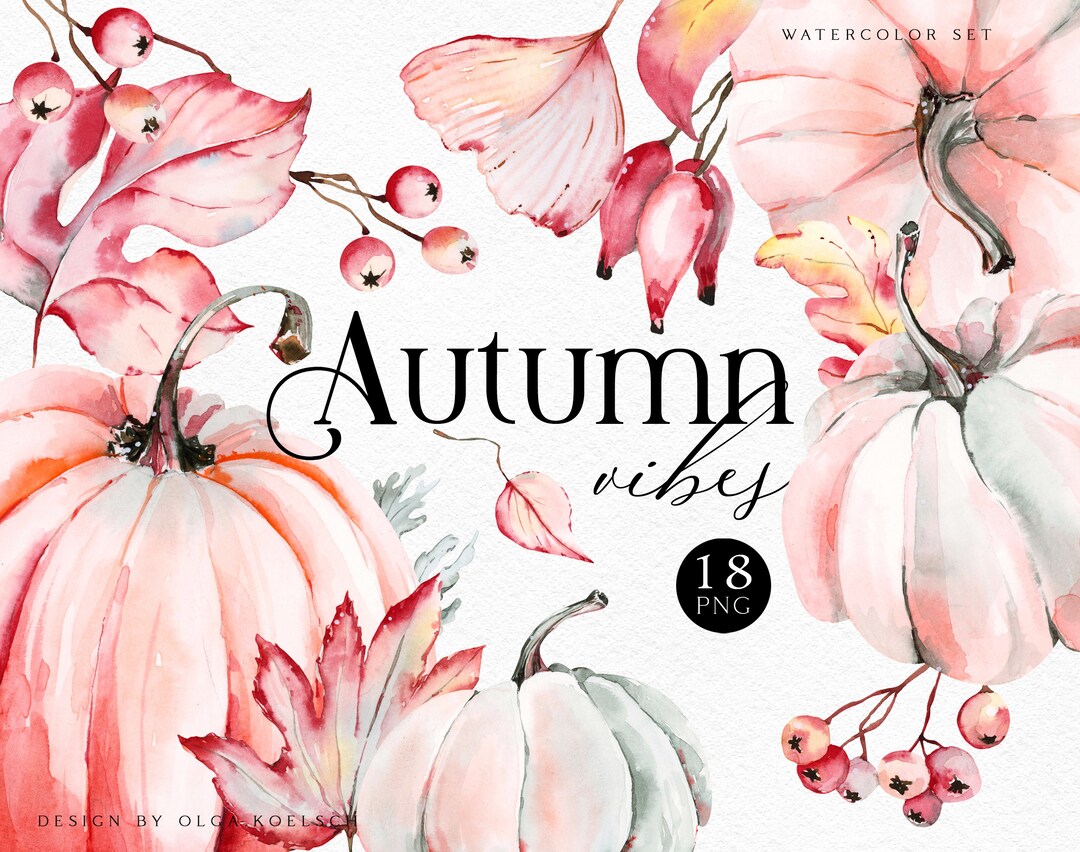 Watercolor Pumpkin Clipart, Fall Leaves Watercolor, Thanksgiving ...