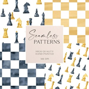 Checkered Digital Paper, Chess Figures Seamless Pattern for Fabric ...