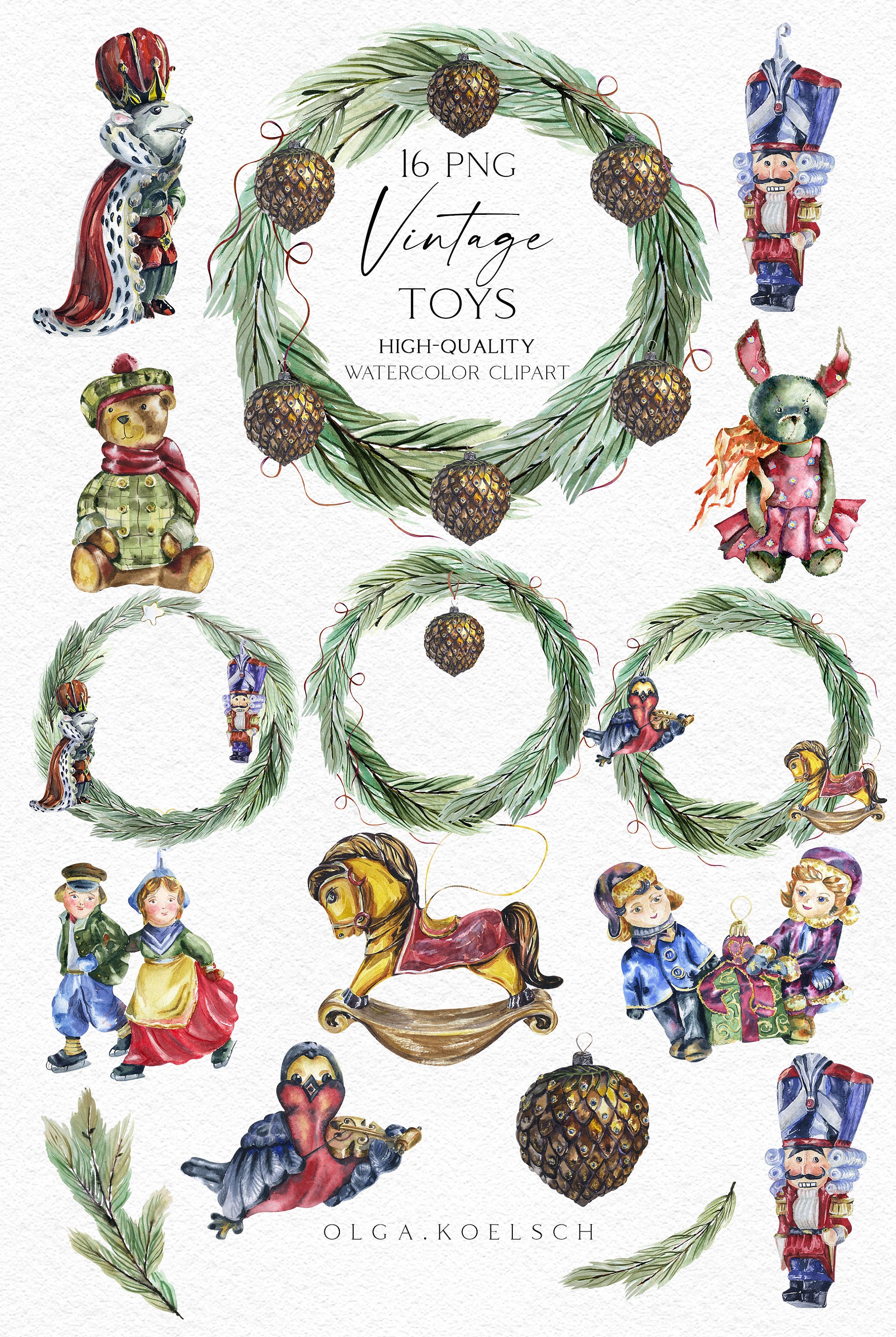 Watercolor Vintage Christmas Clip Art Coyz Christmas Toz Png - Etsy