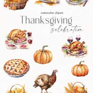 Watercolor Thanksgiving Clipart - Turkey, Pumpkins Png, Fall Wreaths ...