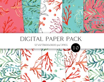 Coral Digital Paper - Etsy