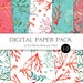 Watercolor Coral Digital Paper Pack, Coral and Seaweed Seamless Pattern ...