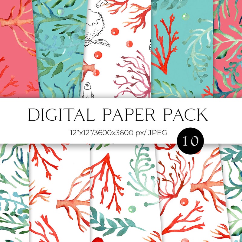 Coral Digital Paper - Etsy