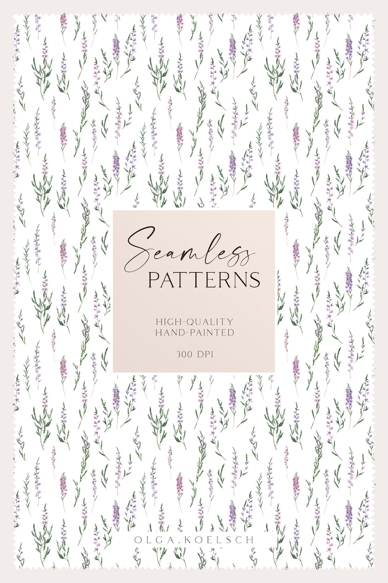 Watercolor Heather Pattern Lavender Watercolor Digital Paper | Etsy