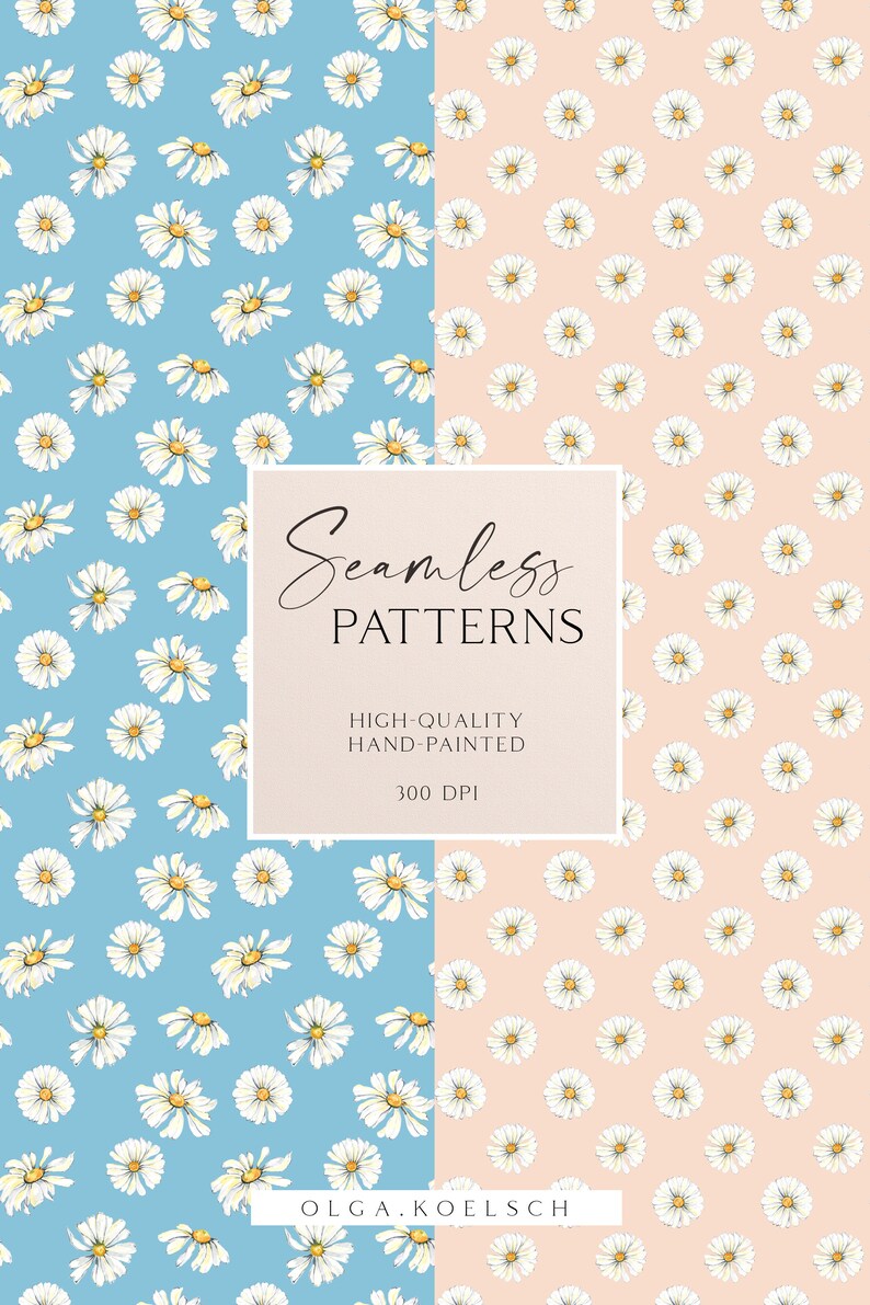 Watercolor Daisy Digital Paper Boho Daisies Seamless Pattern - Etsy