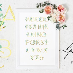Eucalyptus Watercolor Alphabet Clipart, Greenery Clipart With Floral ...