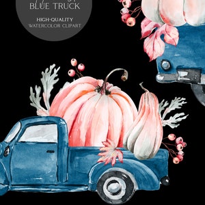 Watercolor Fall Truck Clipart, Pumpkin Harvest Farm Clipart, Gardening ...