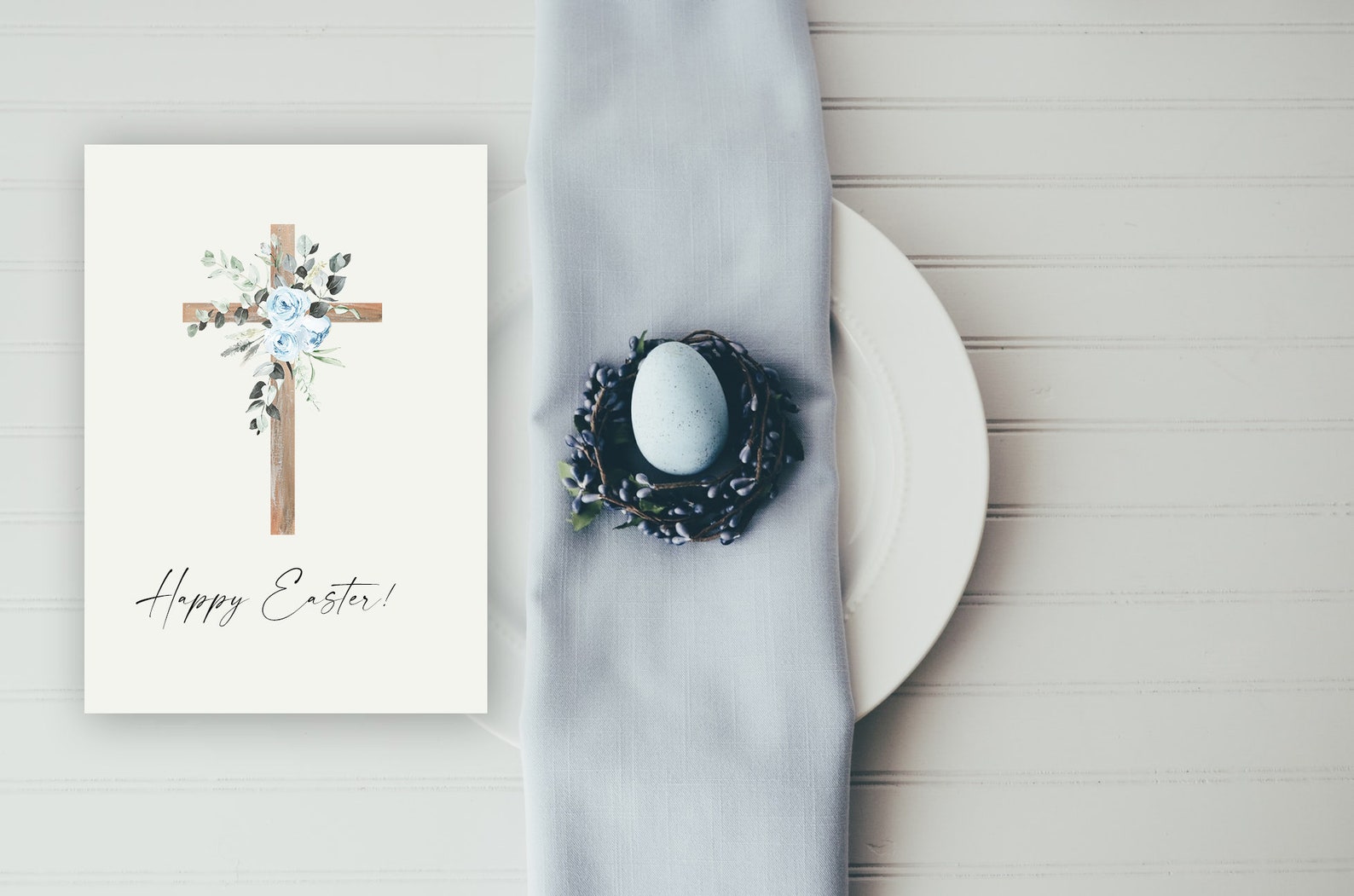 Watercolor Blue Floral Cross Clipart Religious Easter - Etsy