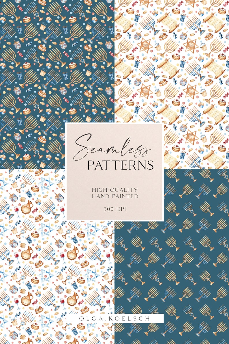 Hanukkah Clipart Jewish Holiday Digital Paper Religious | Etsy