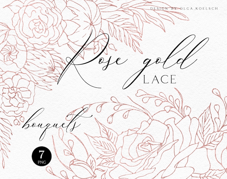 Rose Gold Glitter Floral Border Clipart Wedding Invitation - Etsy