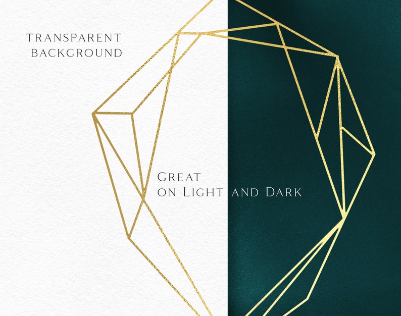 Gold Geometric Frames Png. Gold Polygonal Glitter Frame - Etsy