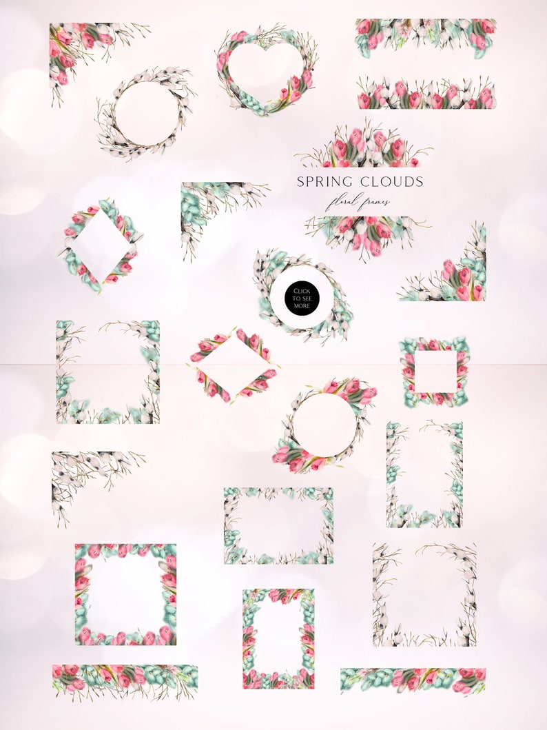 Watercolor Easter Frame Clipart, Spring Flower Borders, Hand-painted ...