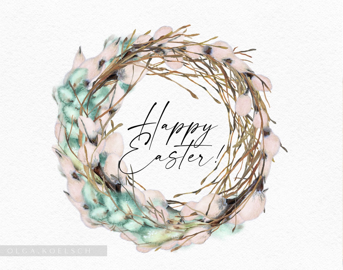 Watercolor Easter Wreath Clipart Spring Flowers Borders | Etsy