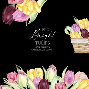 Watercolor Tulips Clipart, Easter Frames Clipart, Watercolor Spring ...