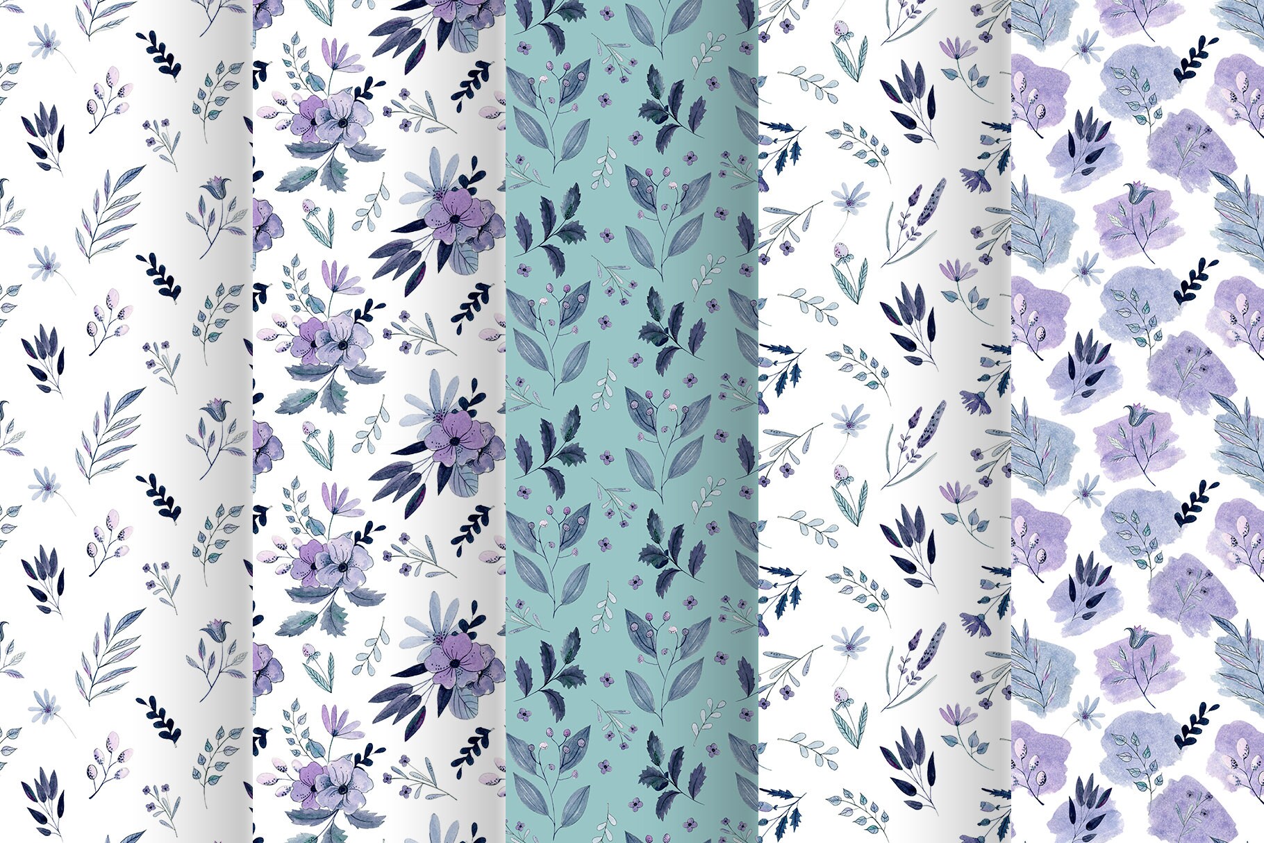Dusty Blue Flower Seamless Pattern for Fabric Lilac Boho - Etsy